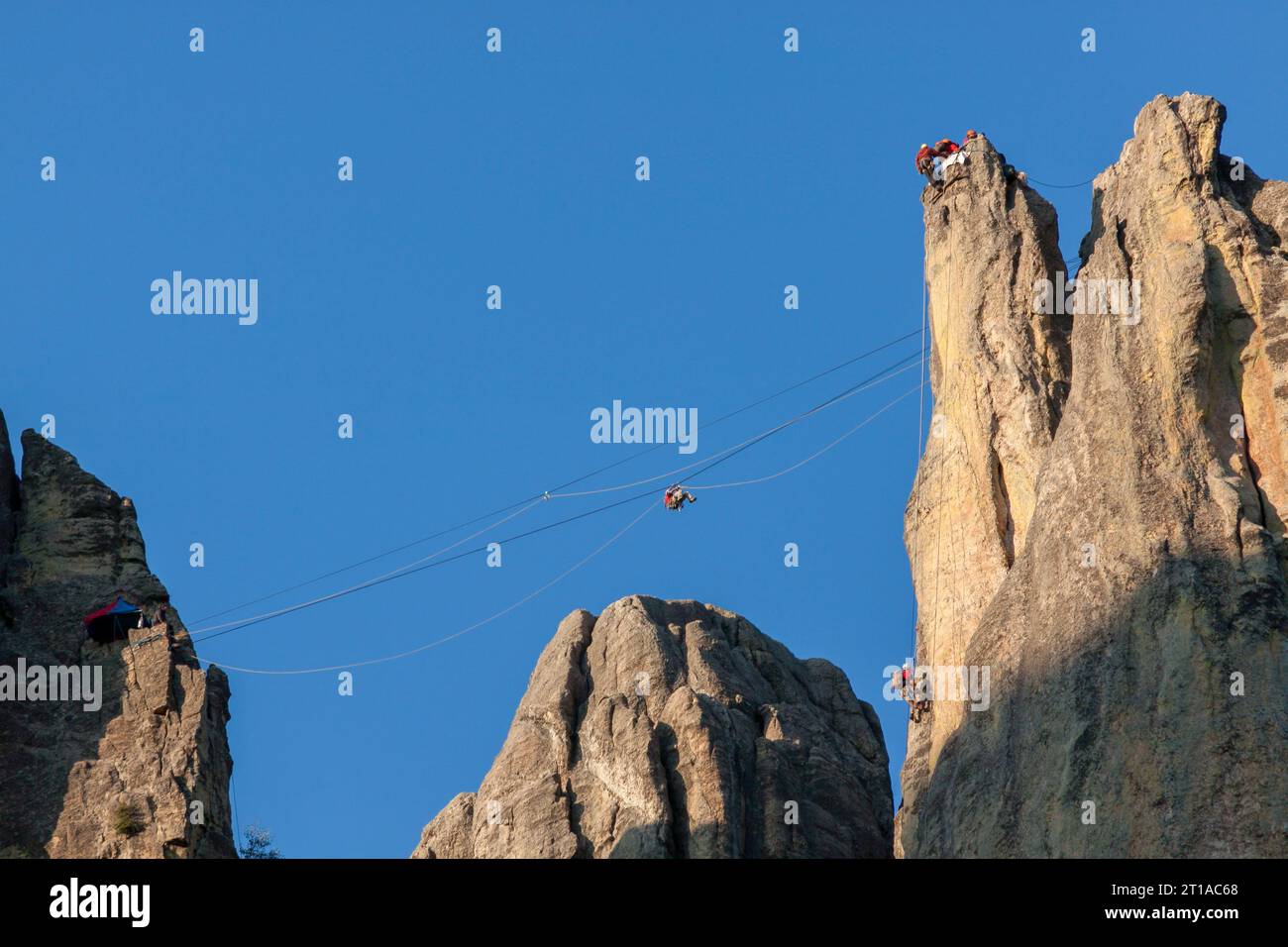 Rope Traverse in the Cathedral Spires Stock Photo - Alamy