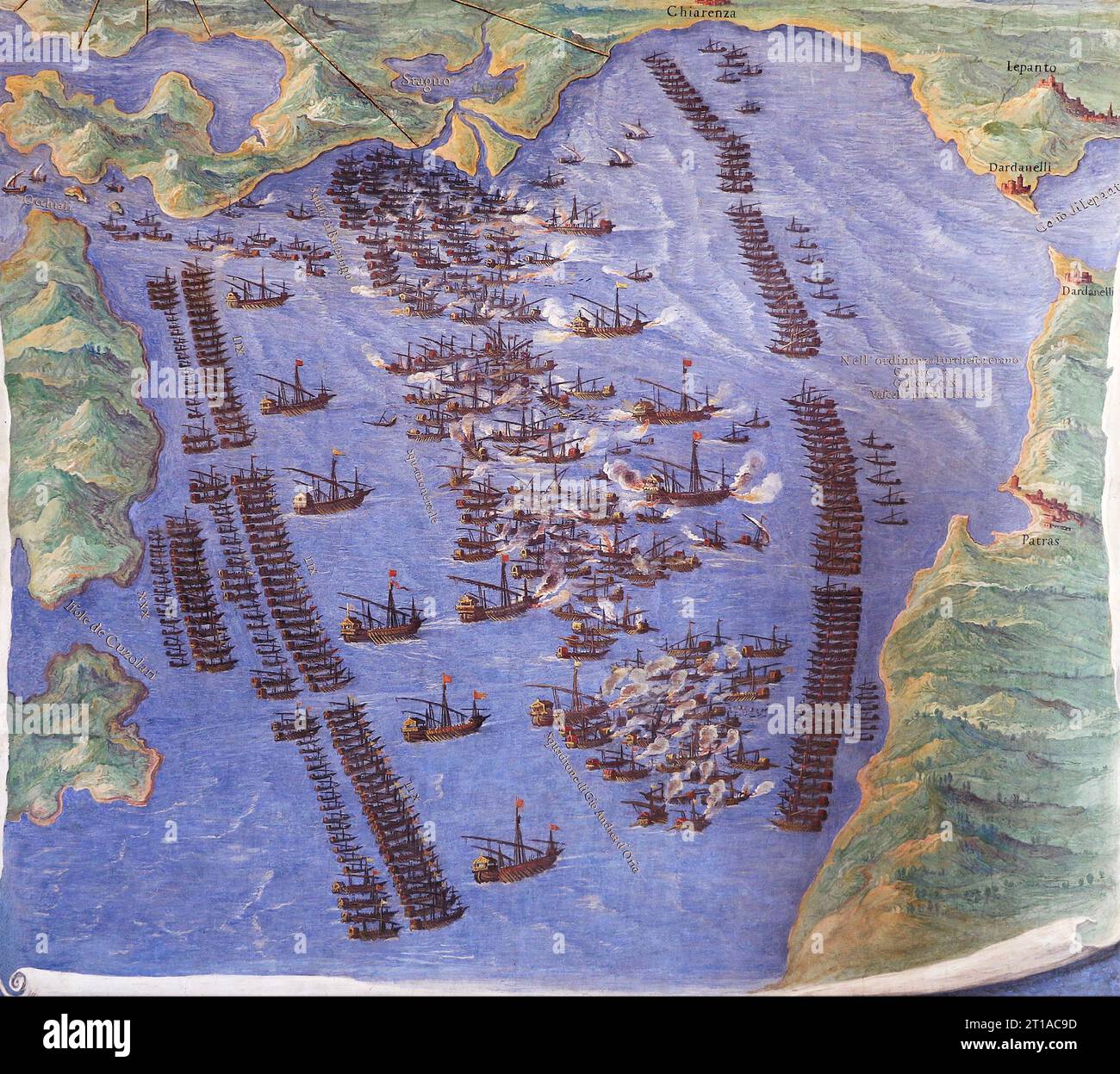 BATTLE OF LEPANTO 7 October 1571 from a fresco in the Vatican's Gallery ...