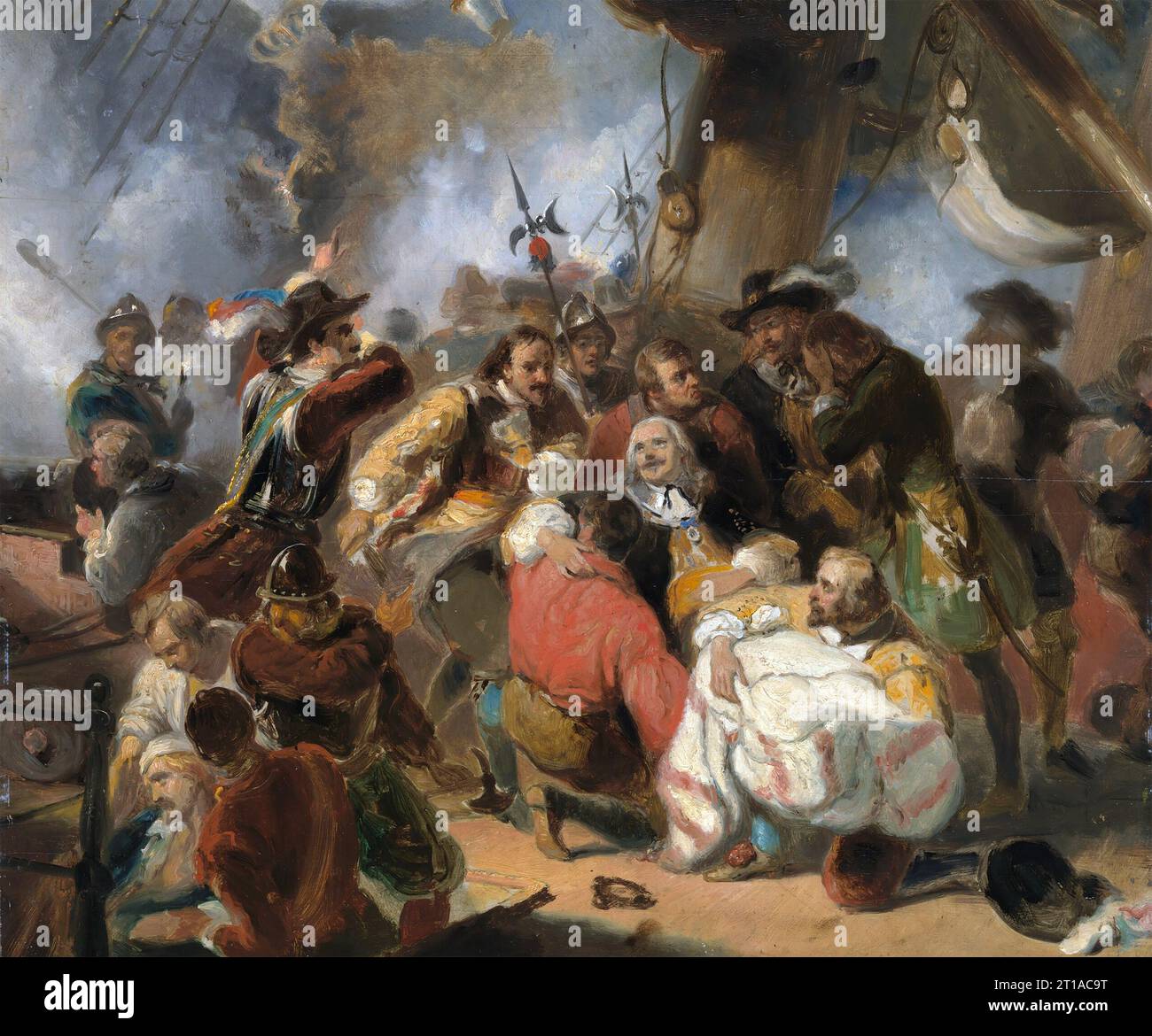 MICHIEL de RUYTER (1607-1676) Dutch admiral is shot in the leg by a ...