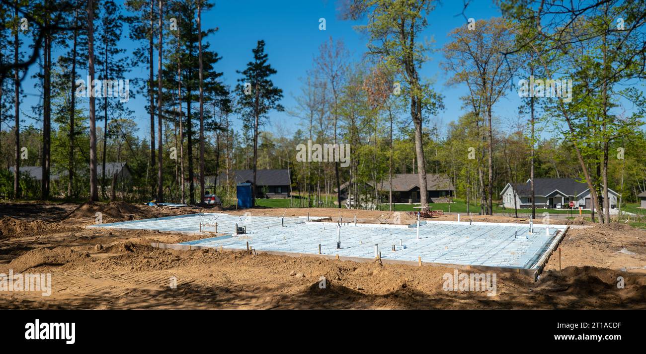 CROW WING CO, MN - 10 MAY 2023: Home construction work site with ...