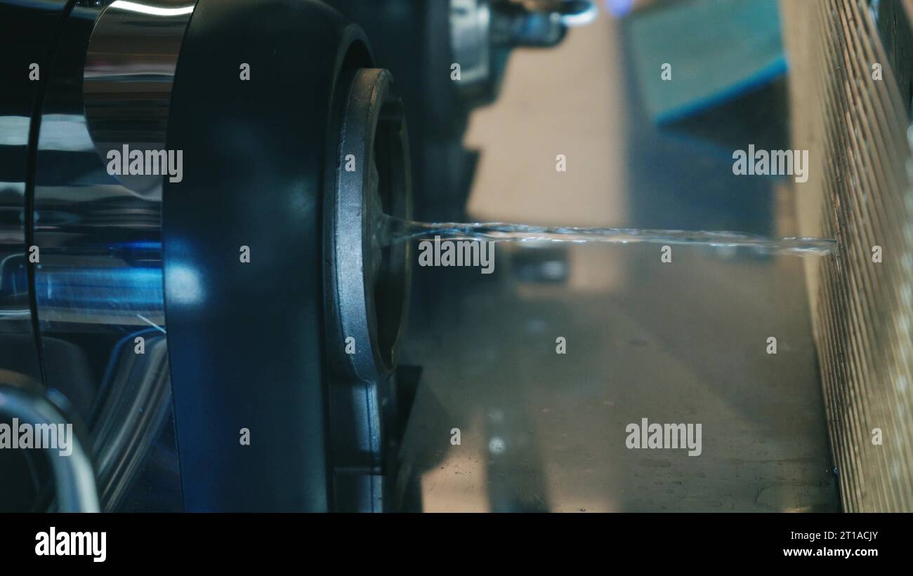 Blowing the steam tube of the coffee maker. Disinfection of dishes with ...