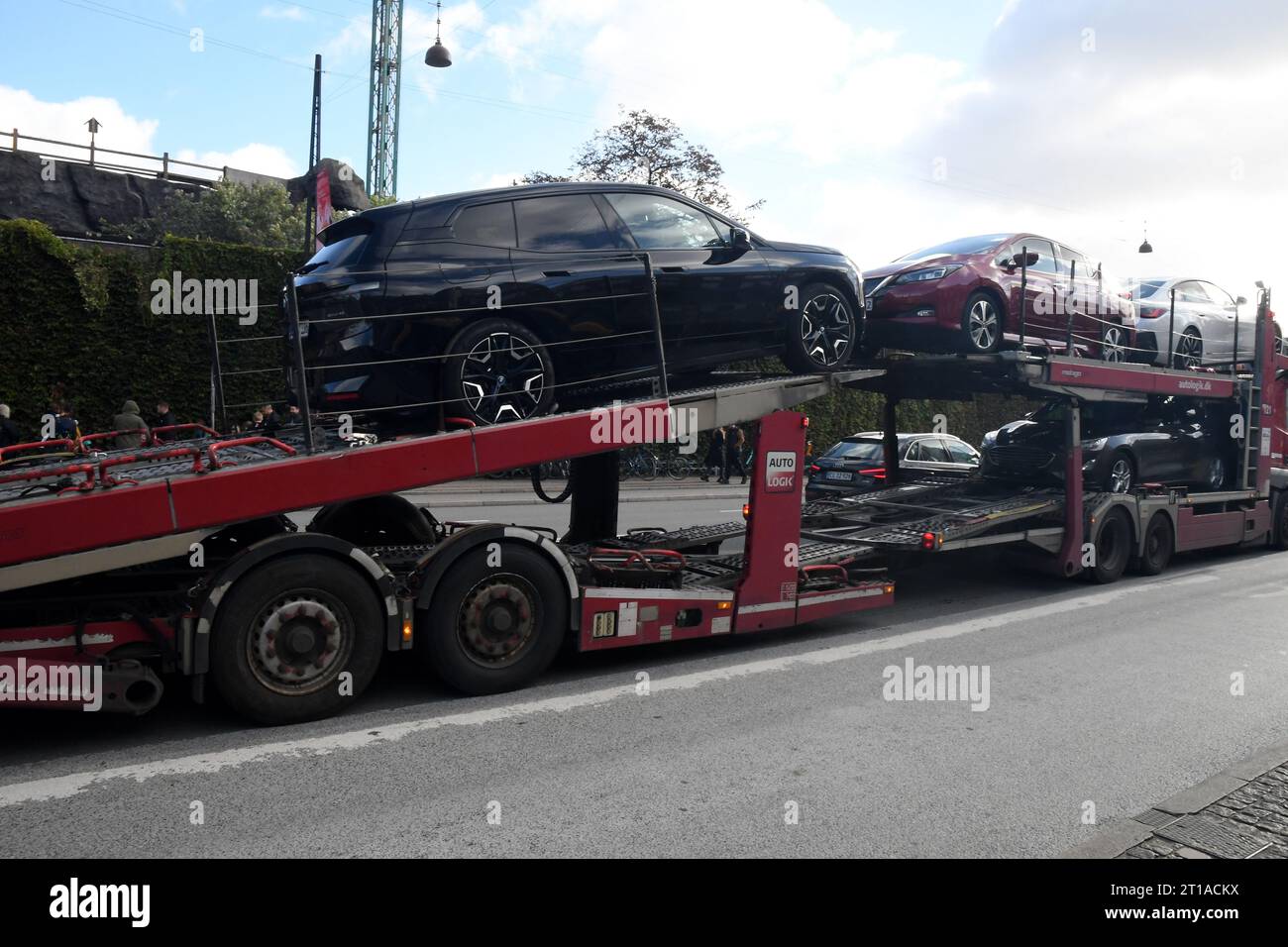 Copenhagen, Denmark /12 October. 2023/Auto transporting by truck in ...