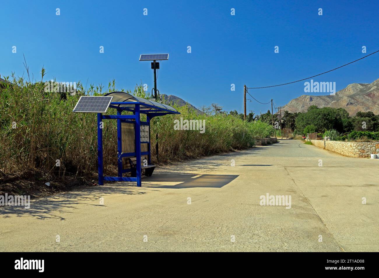 Solar powered bus stop, Eristos beach, Tilos island. Taken June / July ...