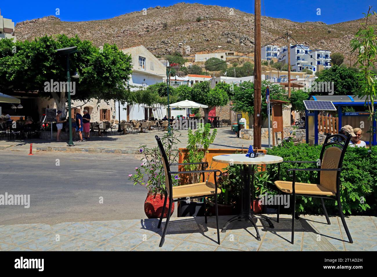 The village square, Livadia, Tilos island. Taken June / July 2023 Stock ...