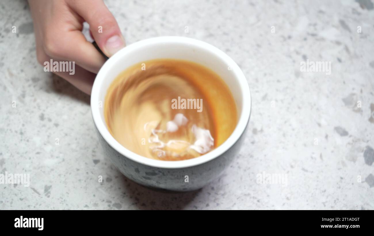 The barista steams the milk. The process of creating milk foam. Latte ...