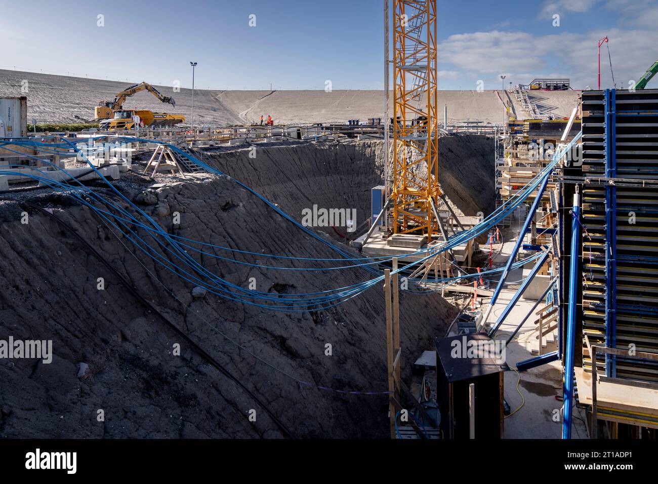 Construction workers at the Fehmarn Belt tunnel in Roedbyhavn southern ...