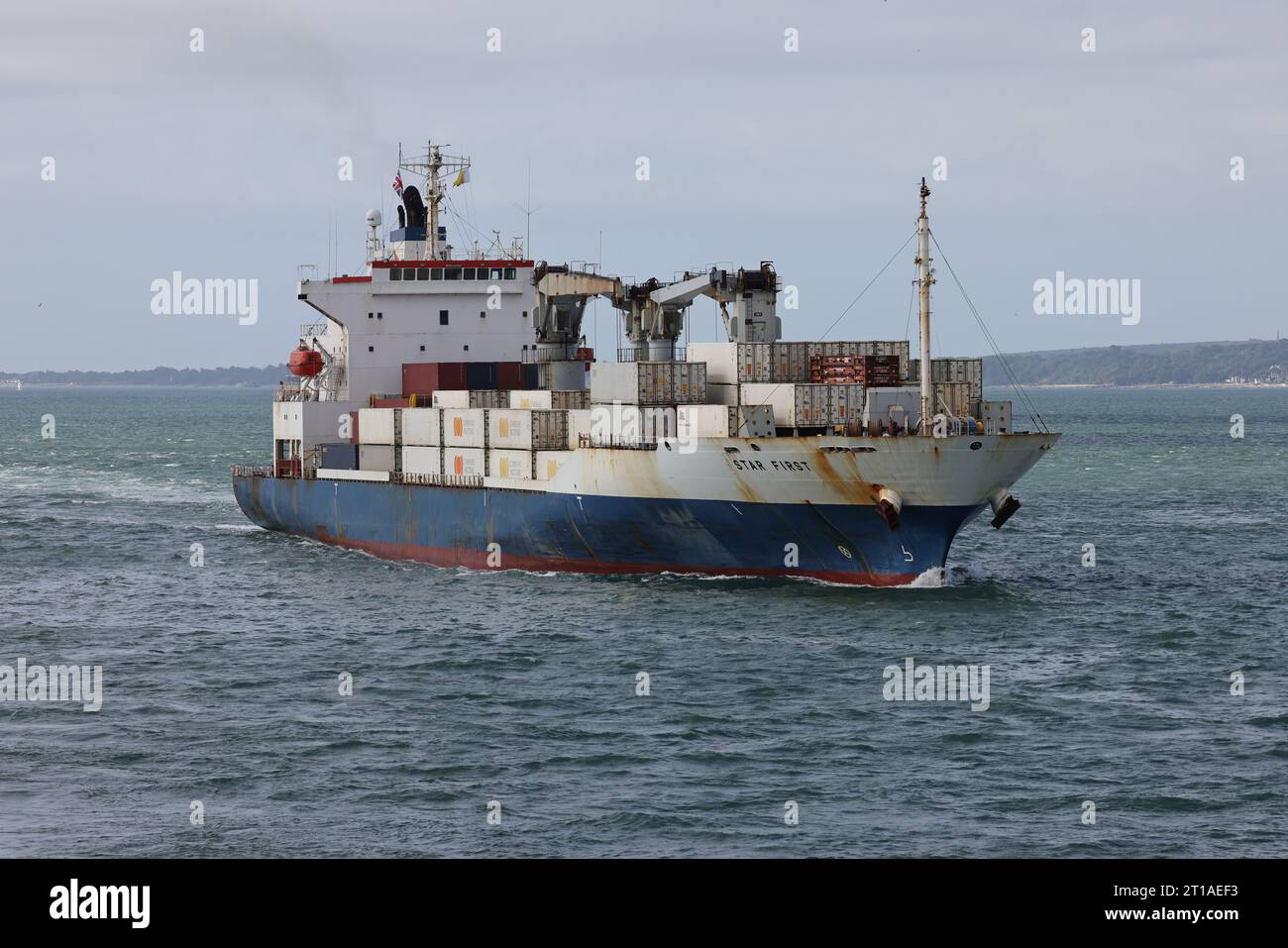 The refrigerated cargo vessel MV STAR FIRST approaches the harbour ...