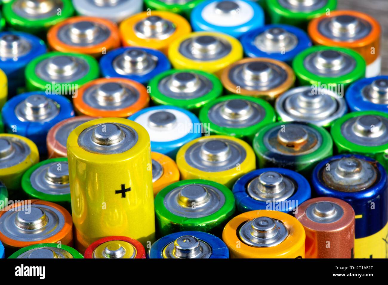 Old used batteries collected for recycling. Toxic waste recycling and ...