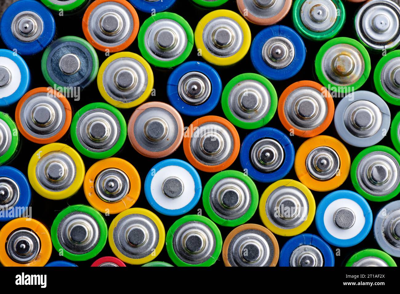 Old used batteries collected for recycling. Toxic waste recycling and ...