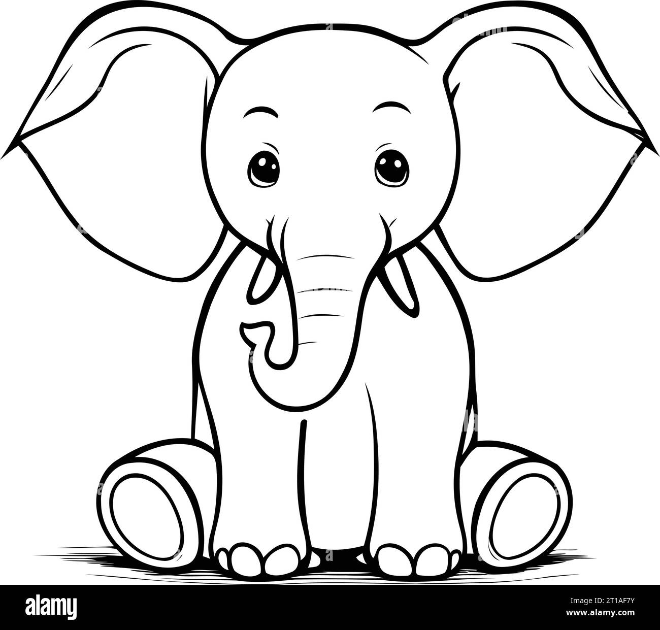 Cute Cartoon Elephant Vector Illustration. Coloring Book for Kids Stock ...