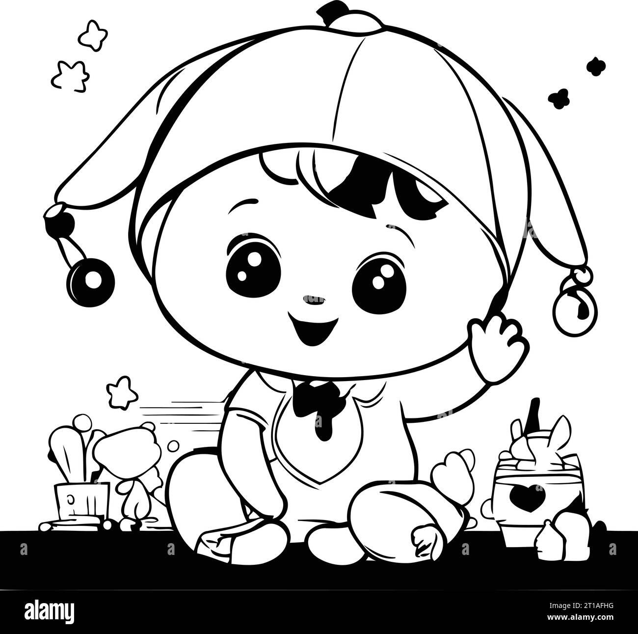 Cute little boy dressed as a jester. vector illustration Stock Vector ...