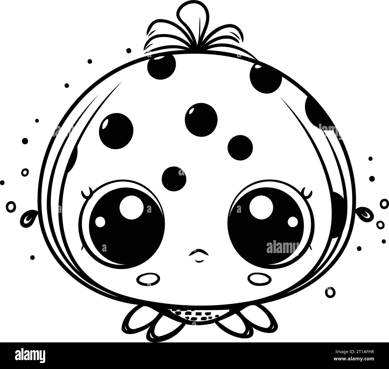 Cute cartoon ladybug. Black and white vector illustration isolated on ...