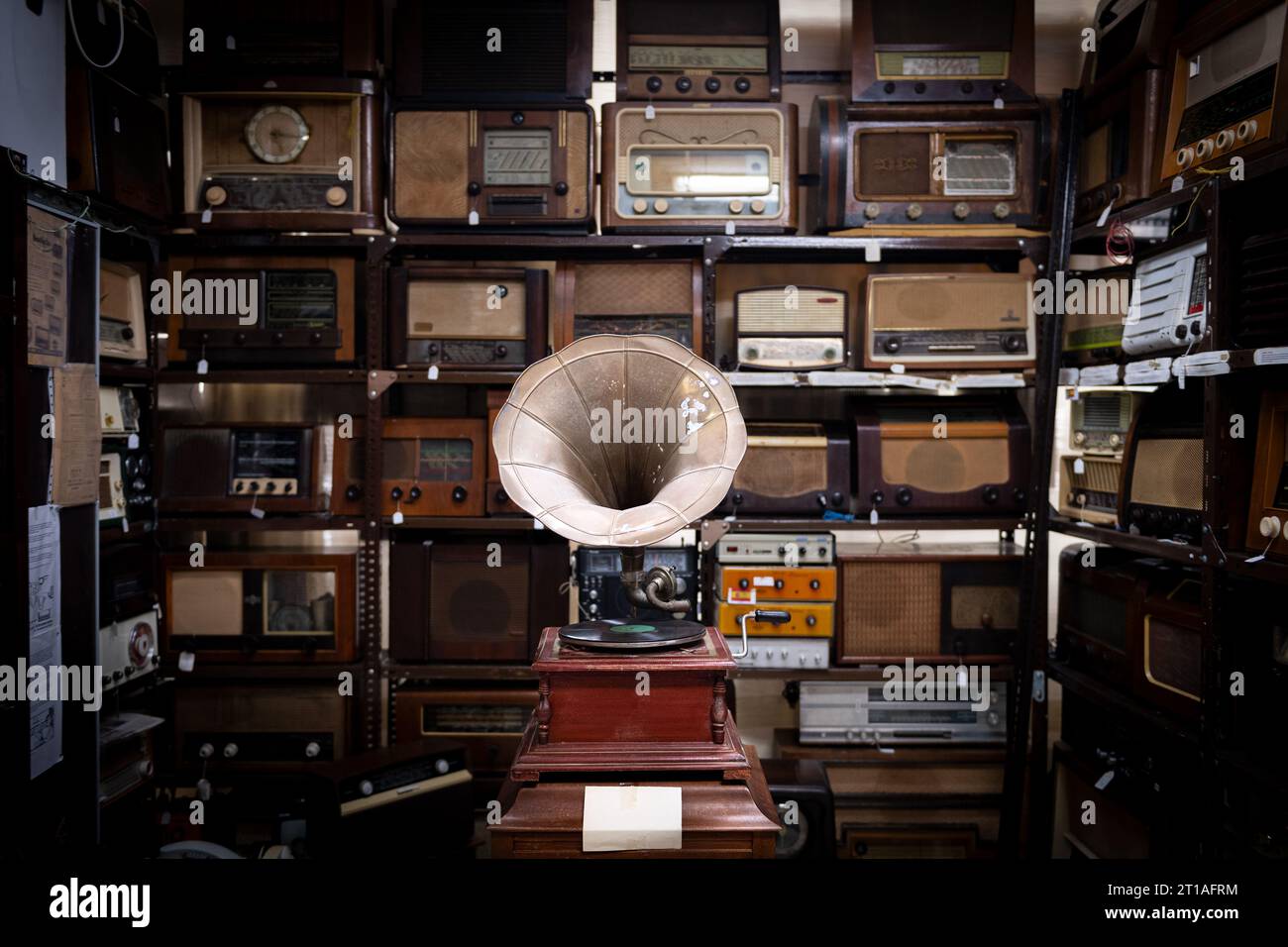 different old radio equipment in retro style and close-up Stock Photo ...