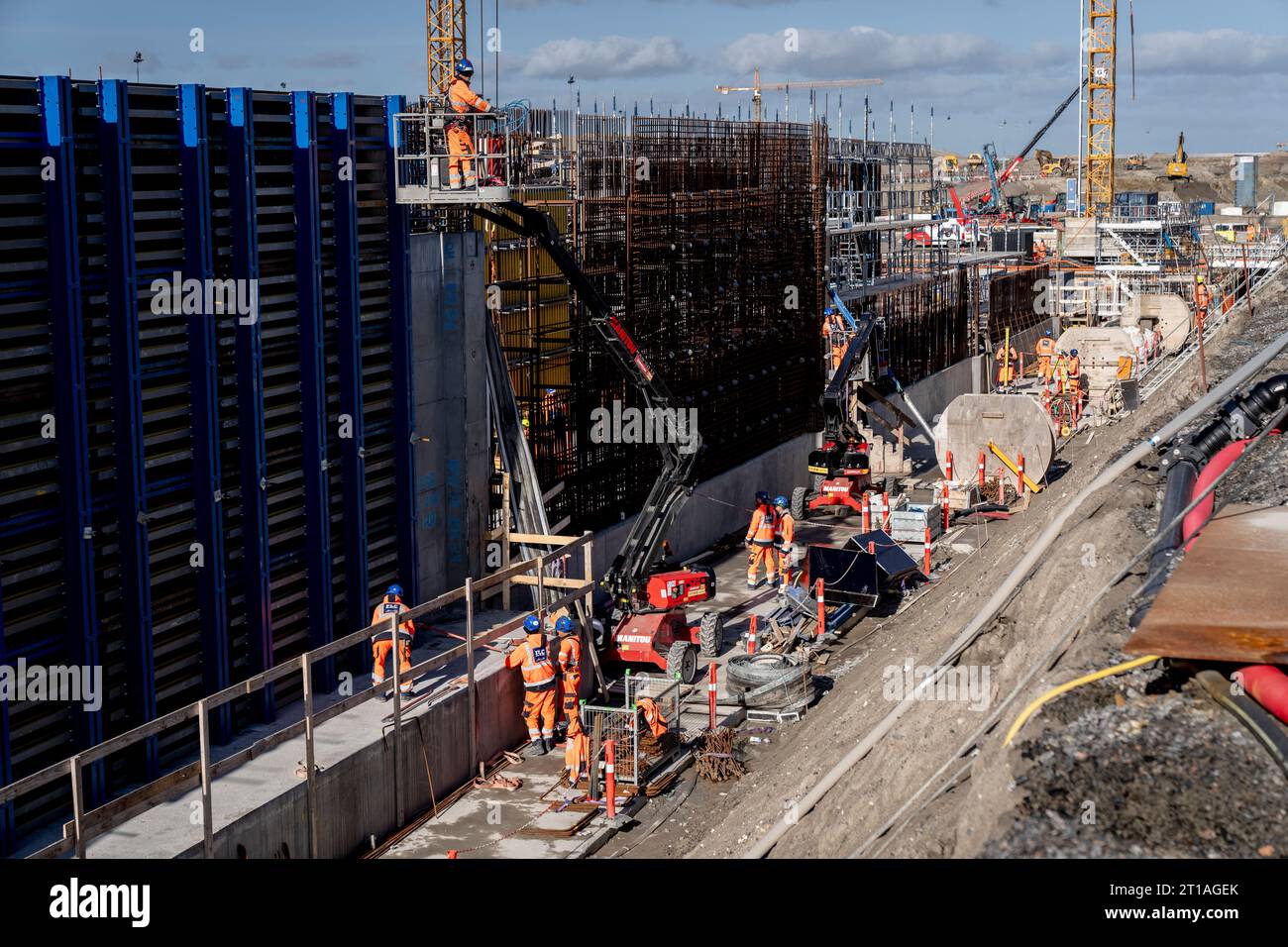 The construction of the Fehmarn Belt tunnel in Roedbyhavn, southern ...