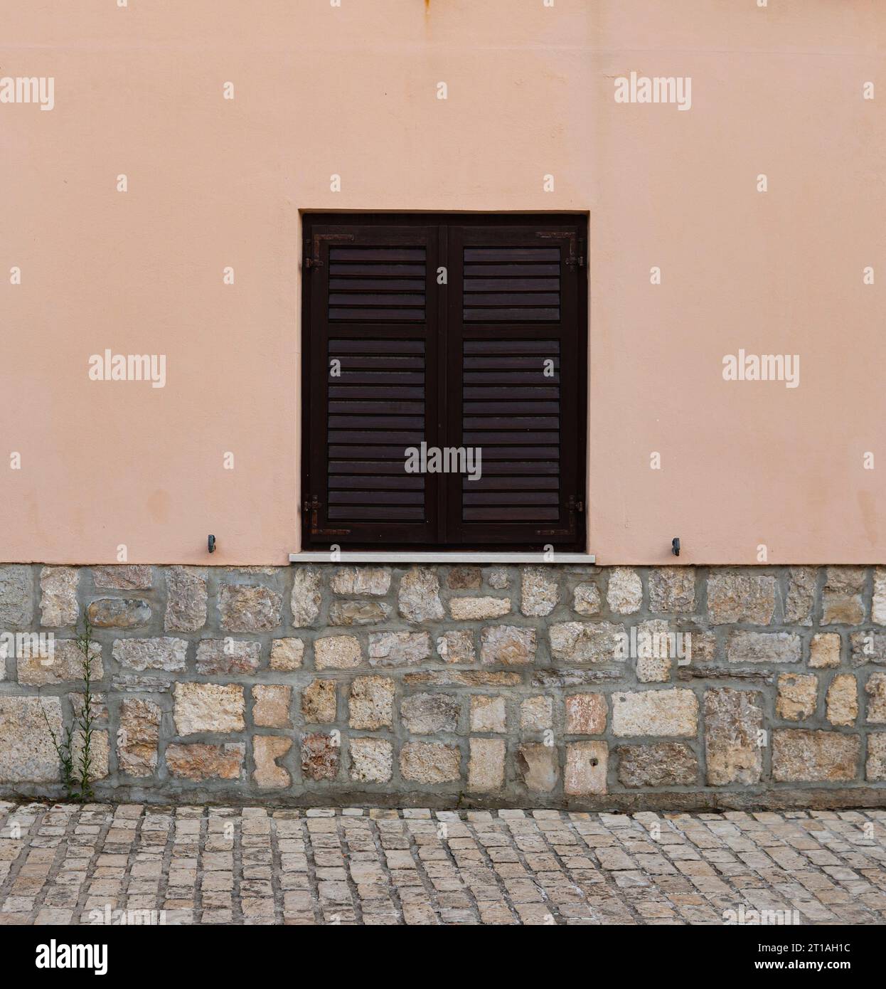 wooden window in the facade of old building Stock Photo - Alamy