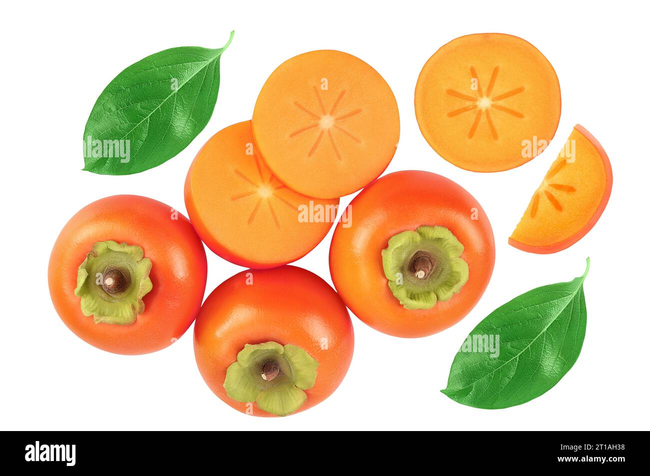 Persimmon fruit isolated on white background with full depth of field ...