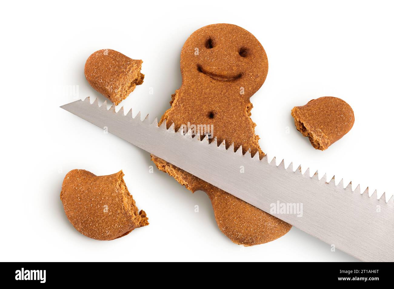 Gingerbread man isolated on white background. Top view. Flat lay Stock ...