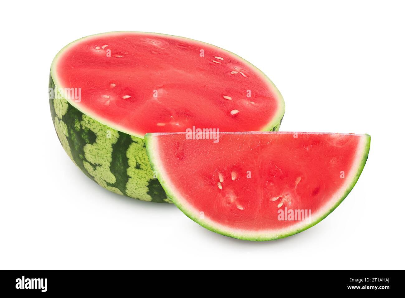 Red seedless watermelon half isolated on white background with full ...