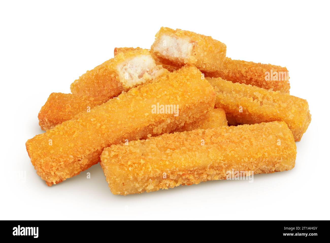 Fish finger or stick isolated on white background with full depth of ...