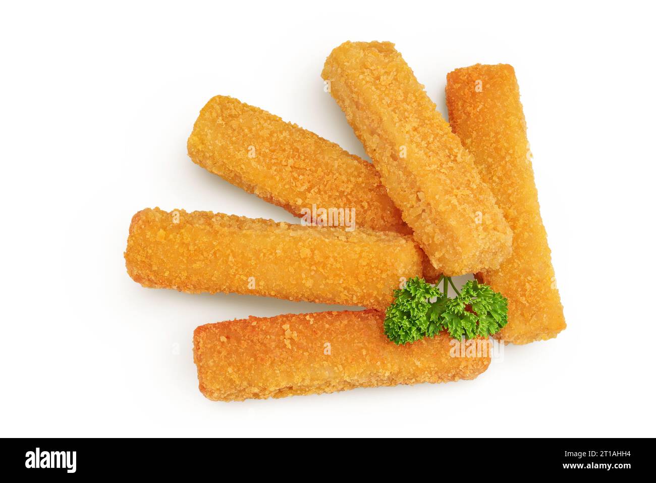 Fish finger or stick with parsley isolated on white background. Top ...