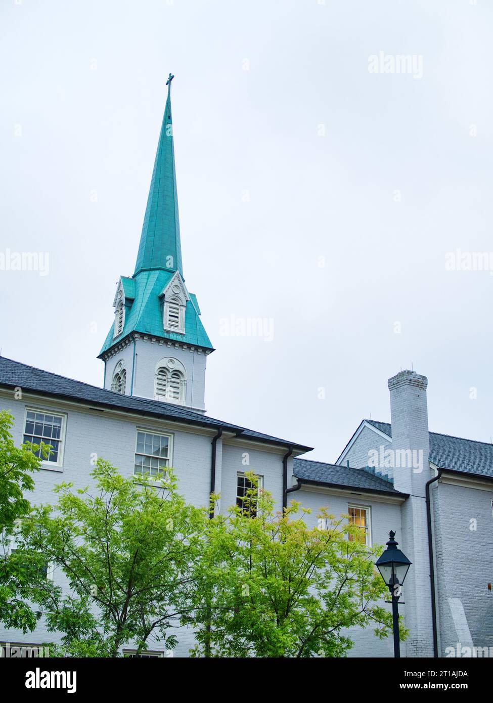 View of the steeple of St. George's Episcopal Church in Fredericksburg ...
