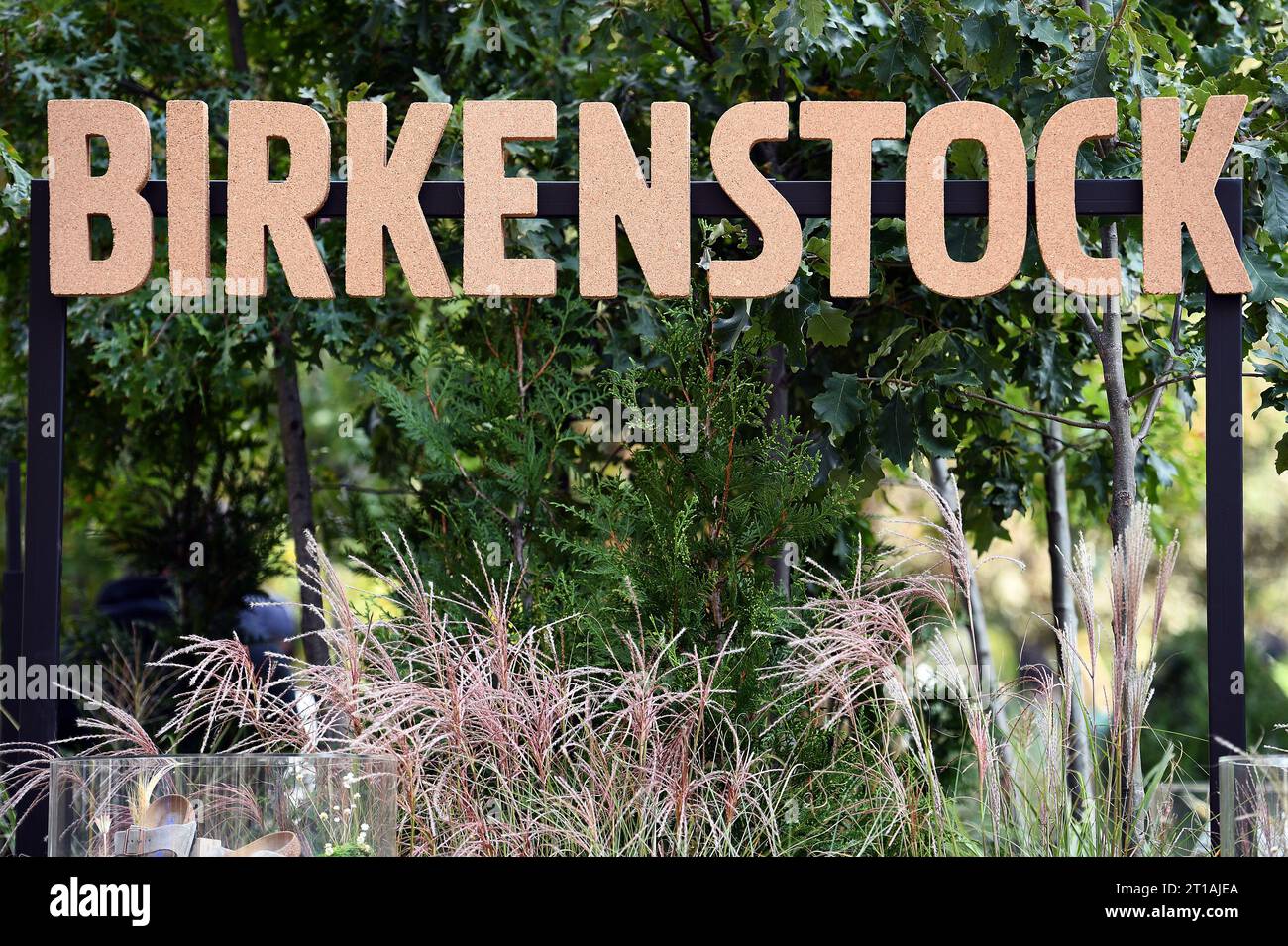 New York, USA. 12th Oct, 2023. Birkenstock shoe company sign set up at ...
