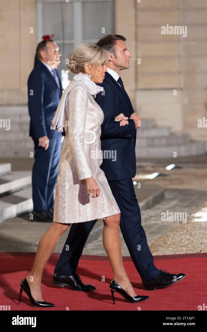 Paris, France. 12th Oct, 2023. French President Emmanuel Macron and his ...