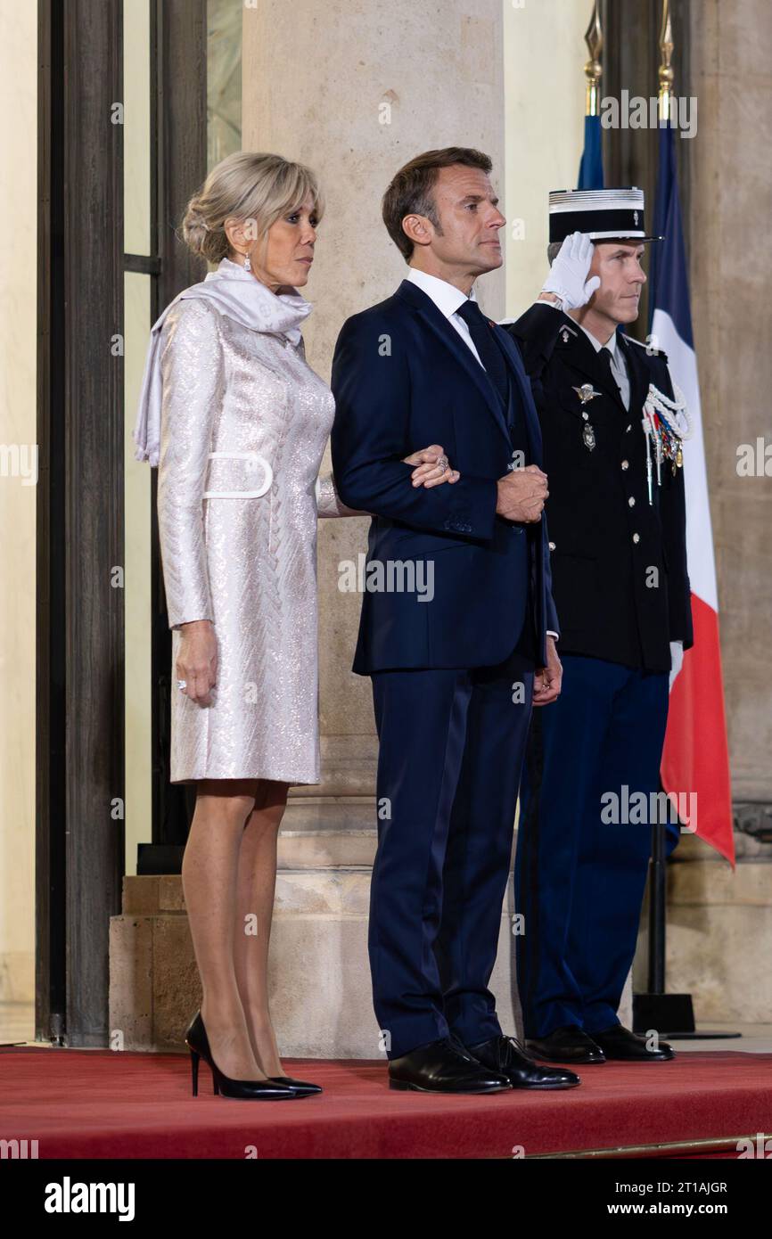 Paris, France. 12th Oct, 2023. French President Emmanuel Macron and his ...