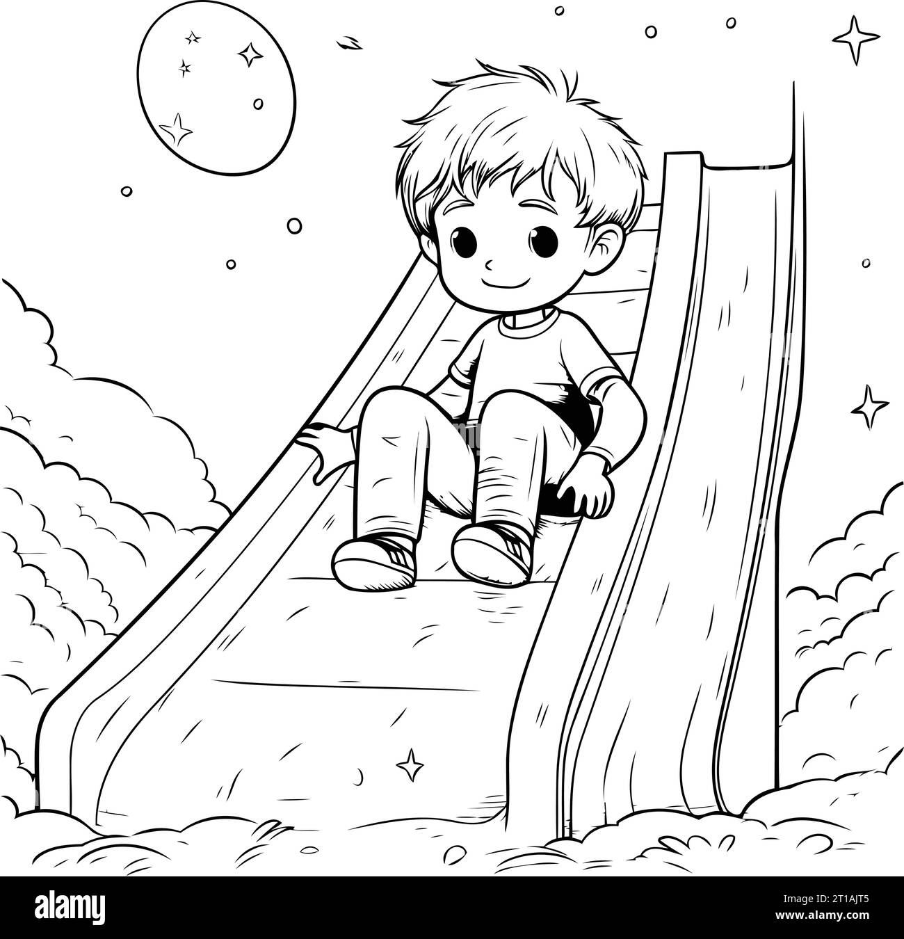 Child playing on slide Black and White Stock Photos & Images - Alamy