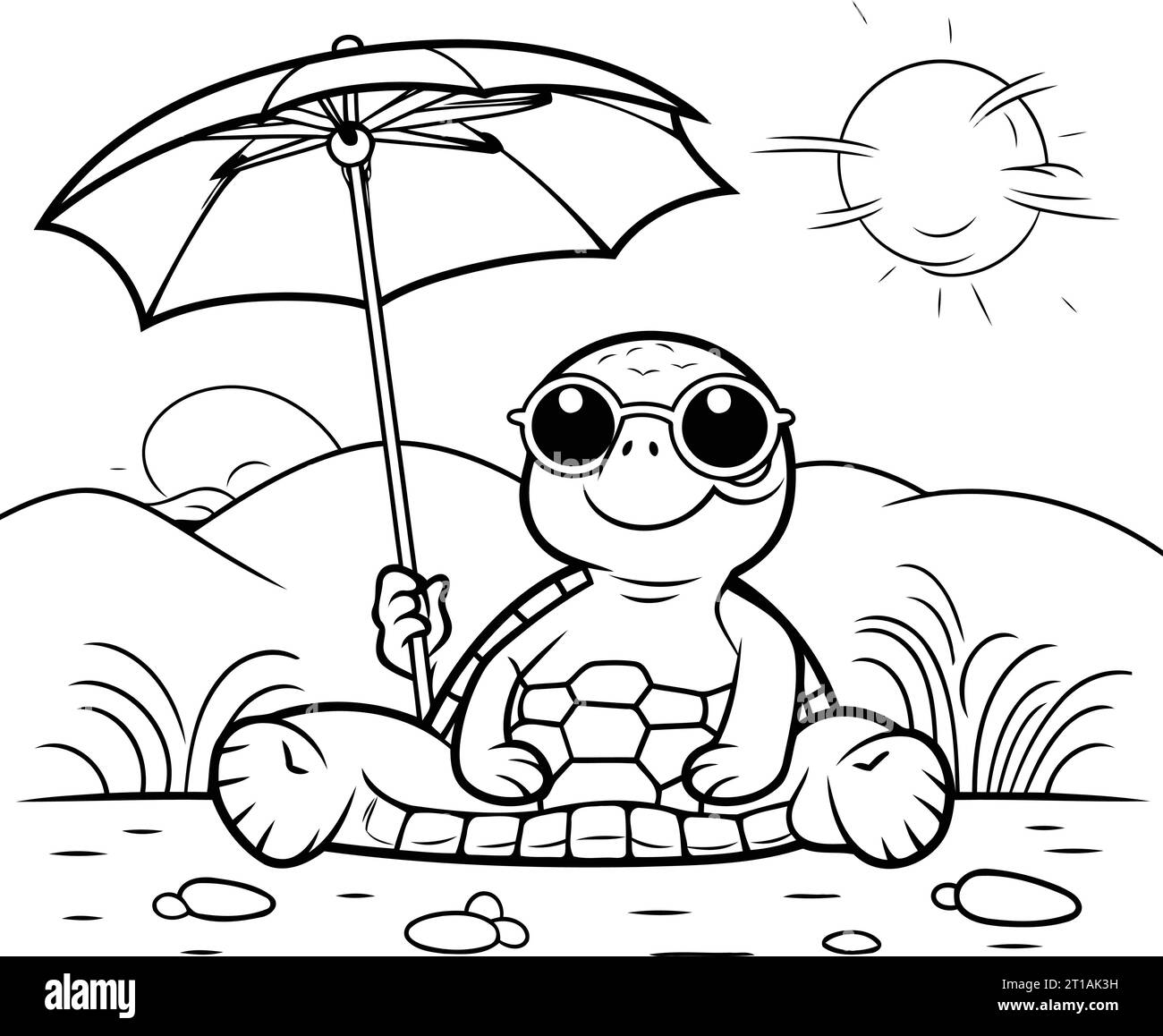 Black And White Cartoon Turtle