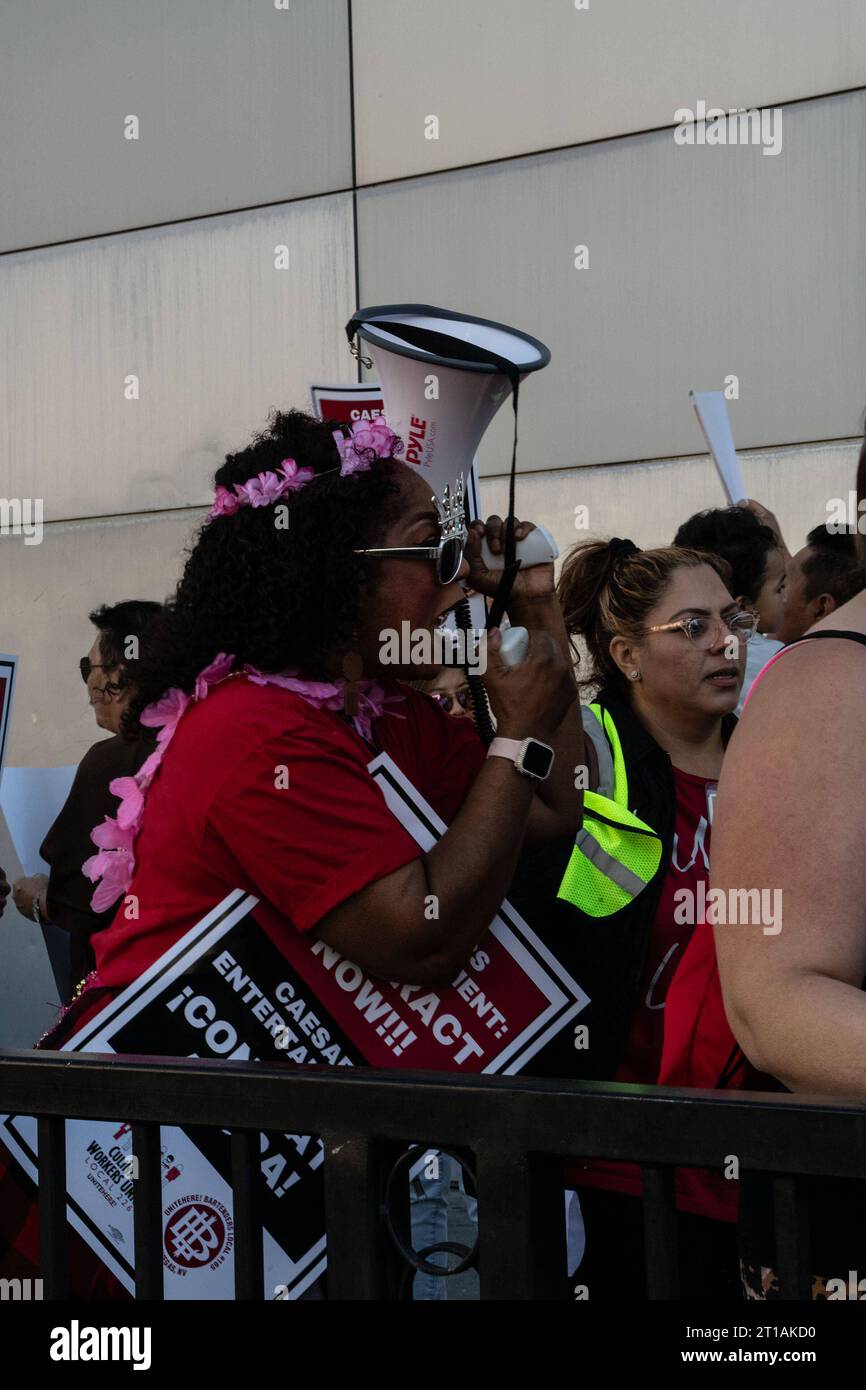 LAS VEGAS, NV - October 12: Culinary Union workers picket on the Las ...