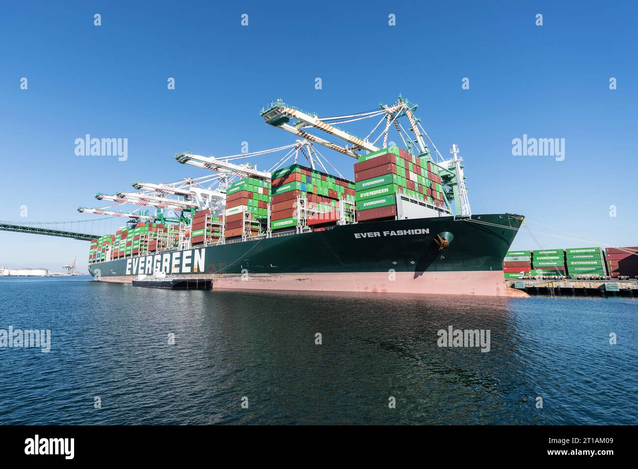Los Angeles, California, USA - October 4, 2023: View of Evergreen cargo ...