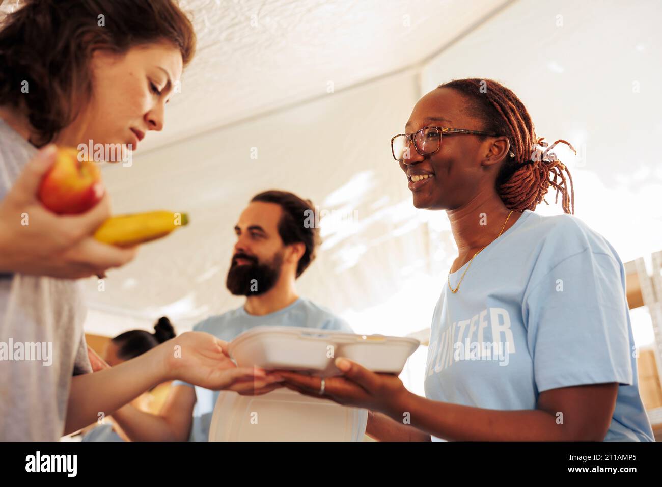Close up shot capturing warm smile of african american lady as she ...