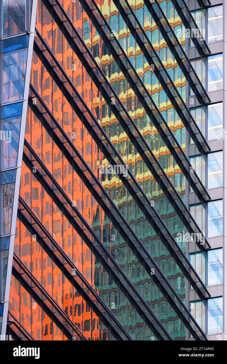 Architectural abstract of colors and patterns in window reflections on ...