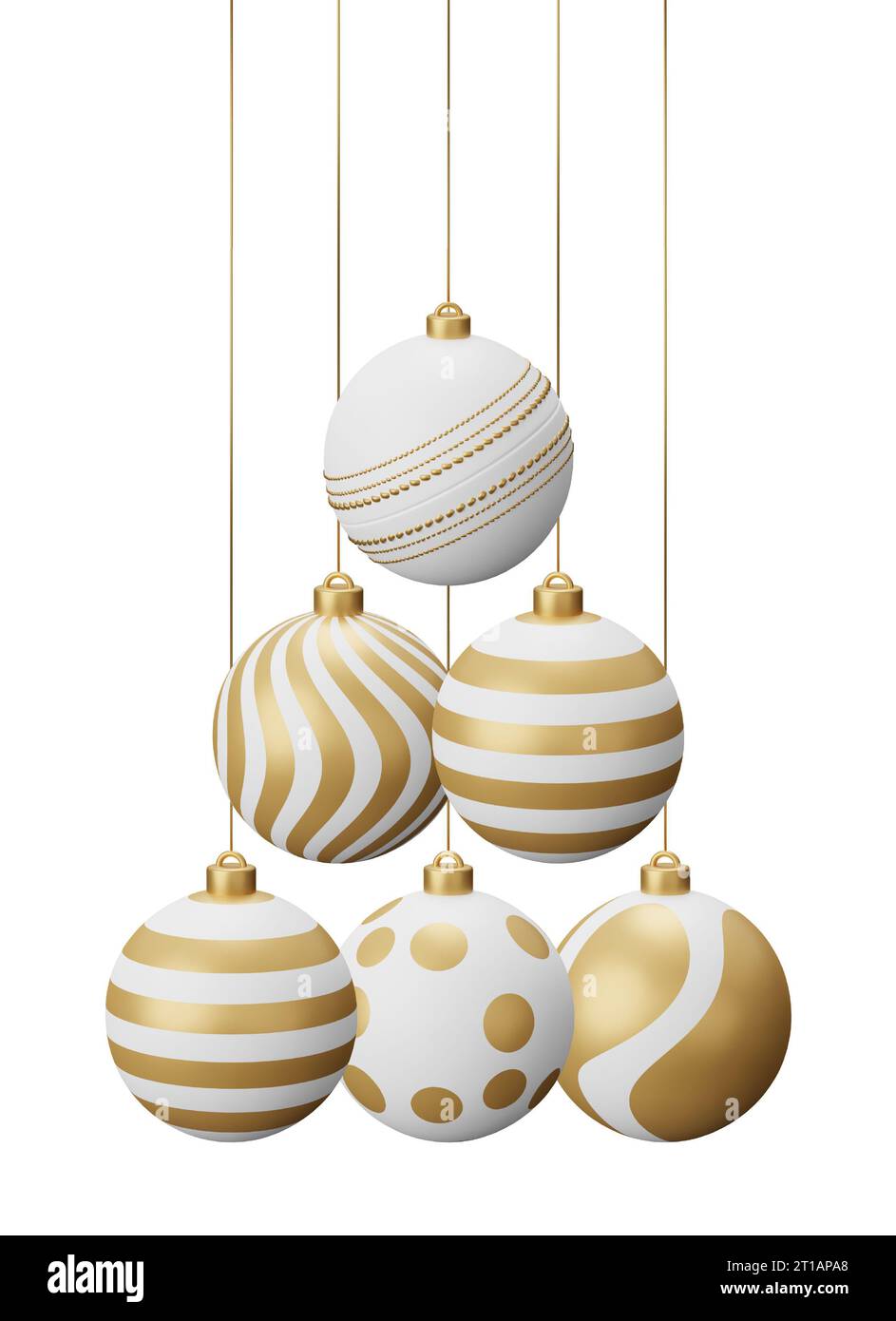 Golden Cricket Hanging Christmas Balls. 3d render illustration isolated ...