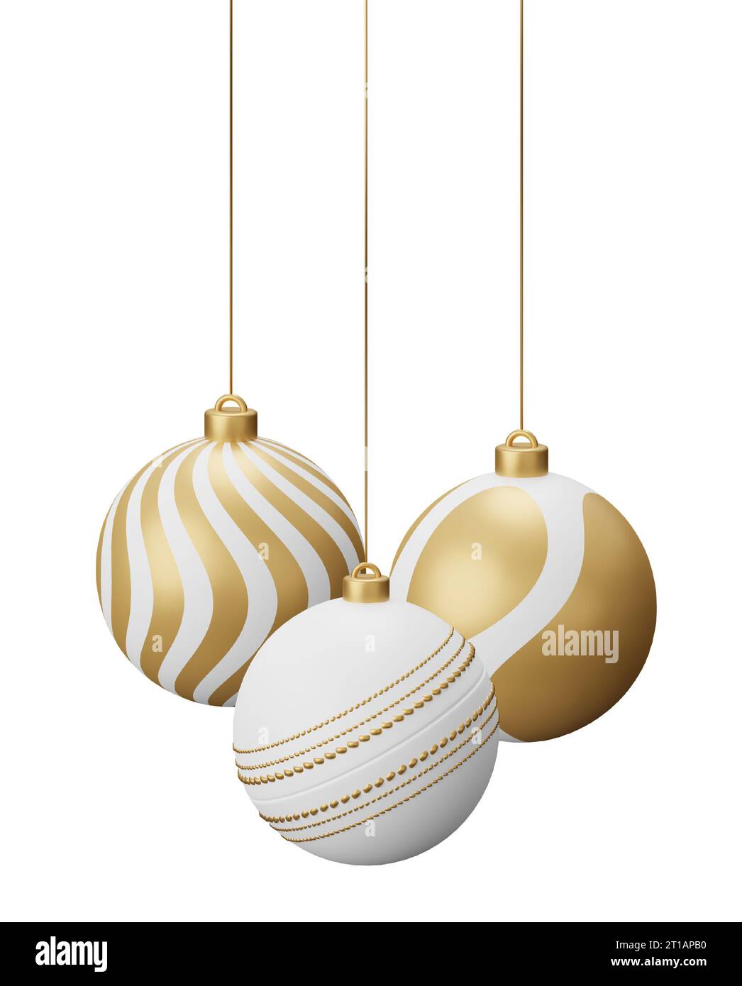 Golden Cricket Hanging Christmas Balls. 3d render illustration isolated ...