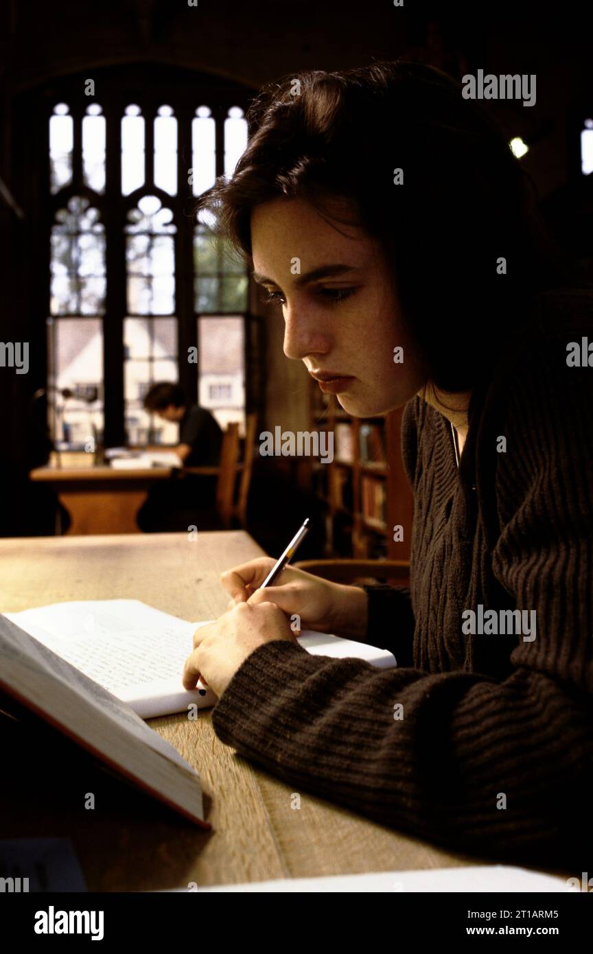 Oxford University student Elish McClusky studying in the New Library at ...
