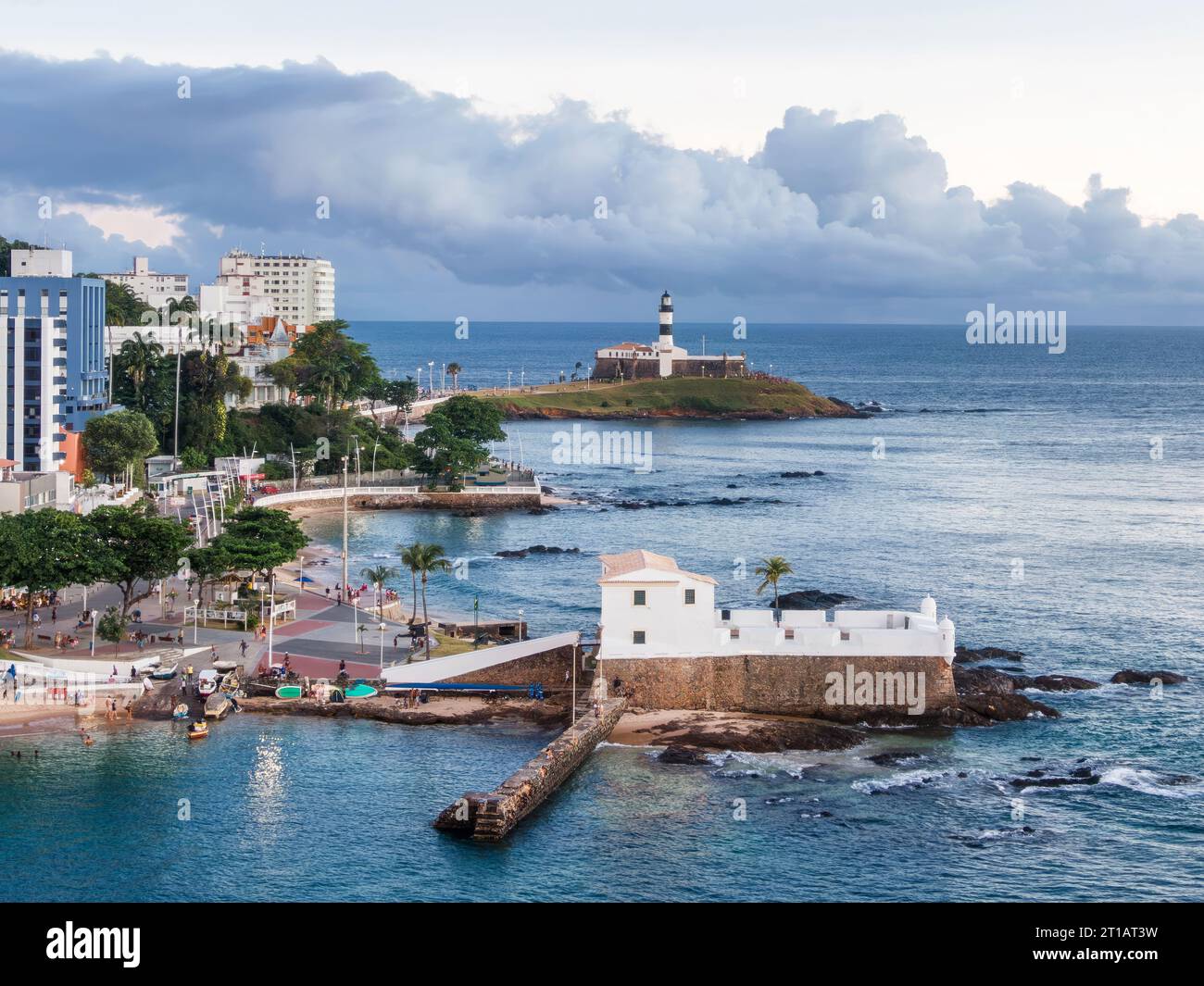 Aerial view of the historic Barra Lighthouse and Santa Maria Fort on ...