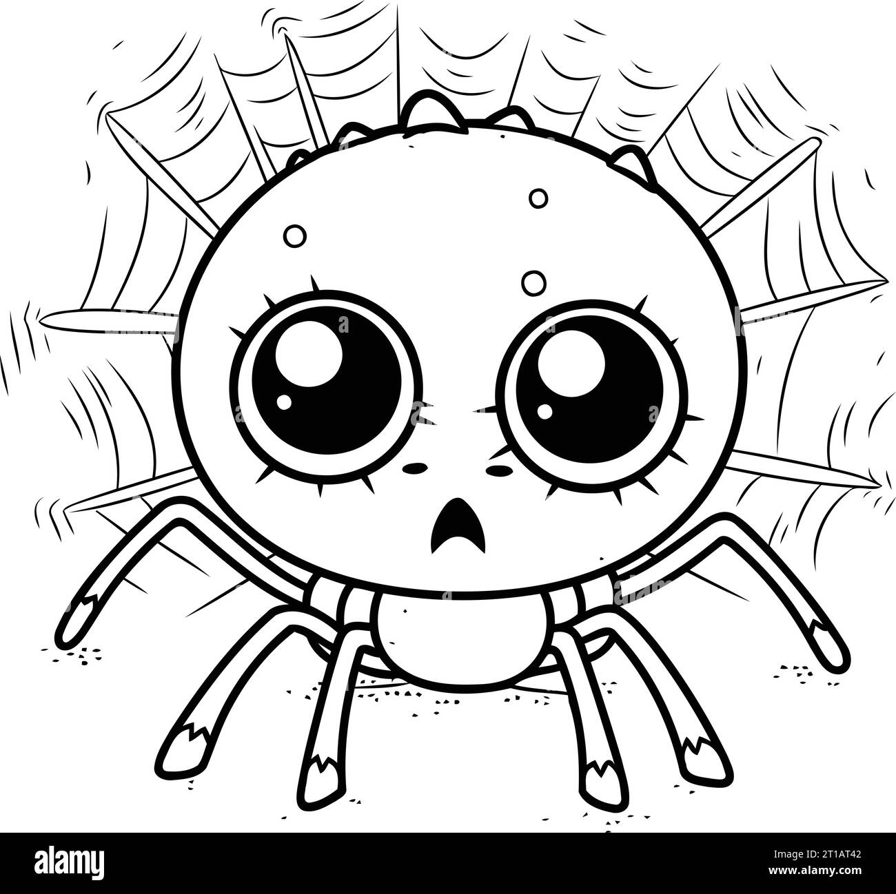 Cute cartoon spider with big eyes. Vector illustration on white ...