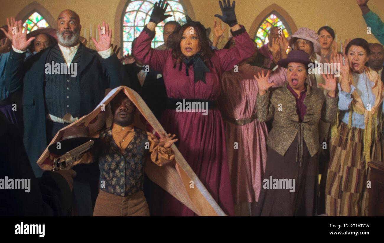 OUTLAW JOHNNY BLACK, Kewon Vines (front), 2023. © Samuel Goldwyn Films ...