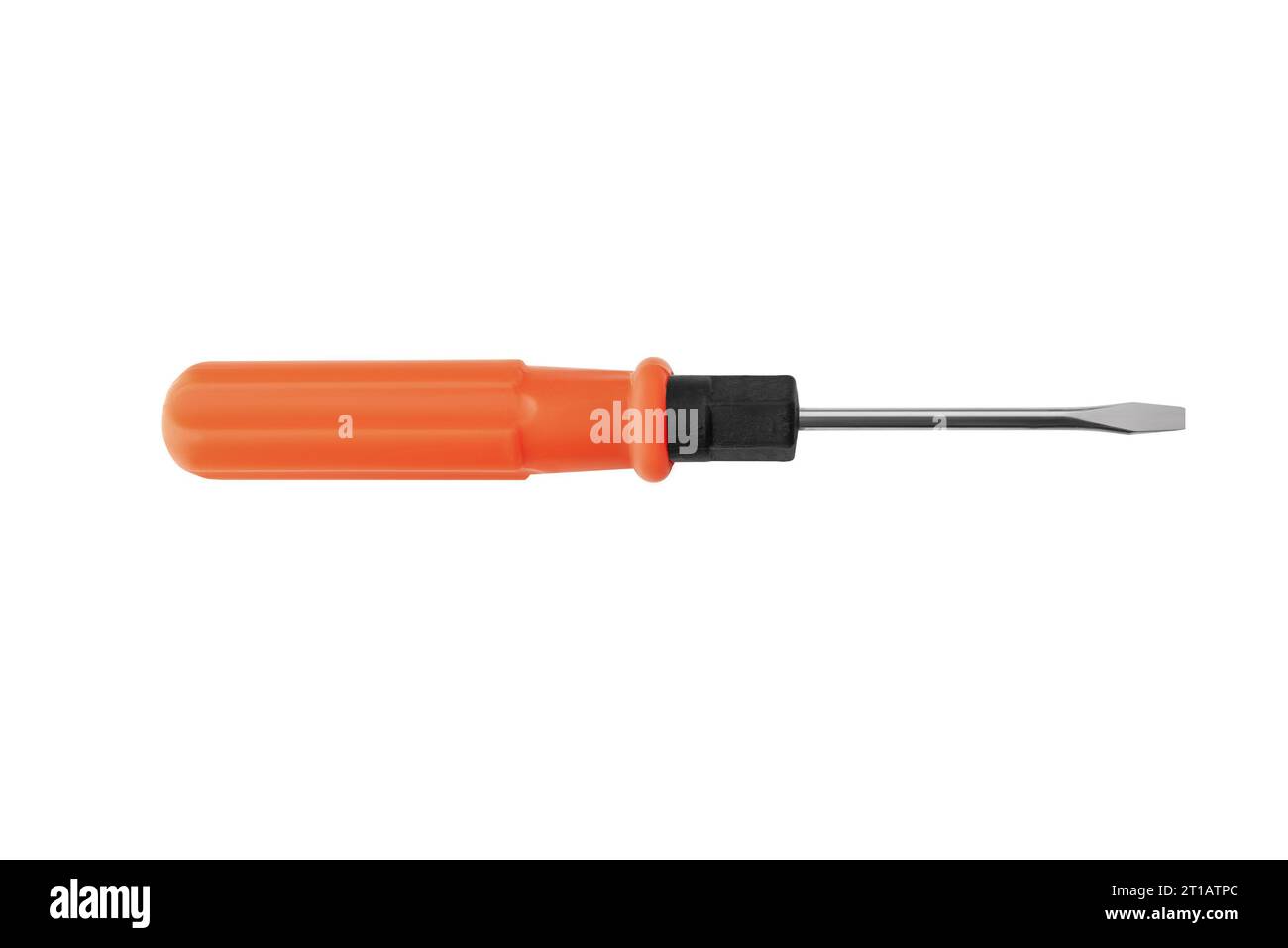 Slotted screwdriver with plastic handle. isolated on white background ...