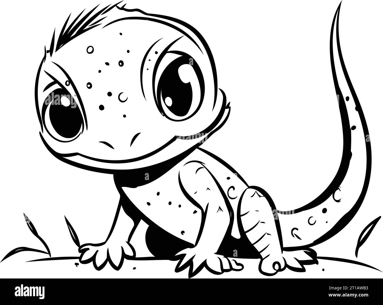 Vector illustration of a cute lizard on a white background. Cartoon ...
