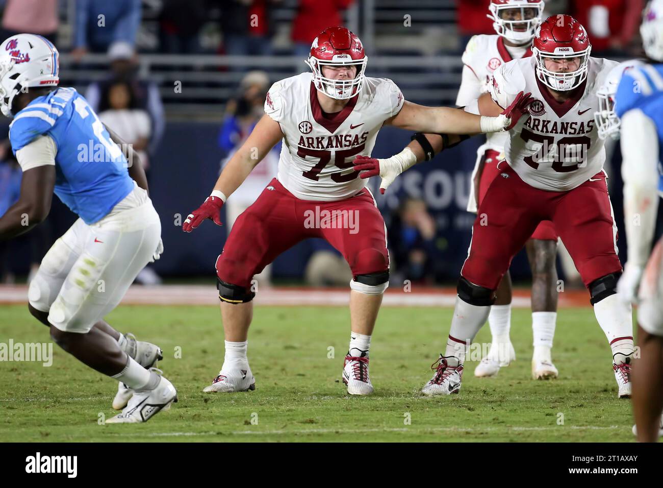 OXFORD, MS - OCTOBER 07: Arkansas Razorbacks offensive lineman Patrick ...