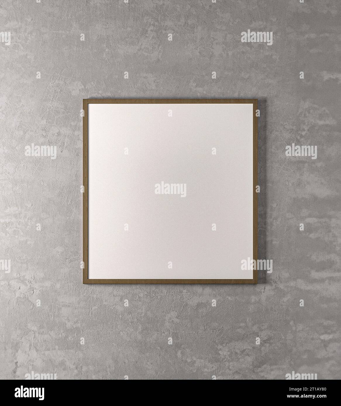 Boho gray empty wall with one picture frame background. Light modern ...