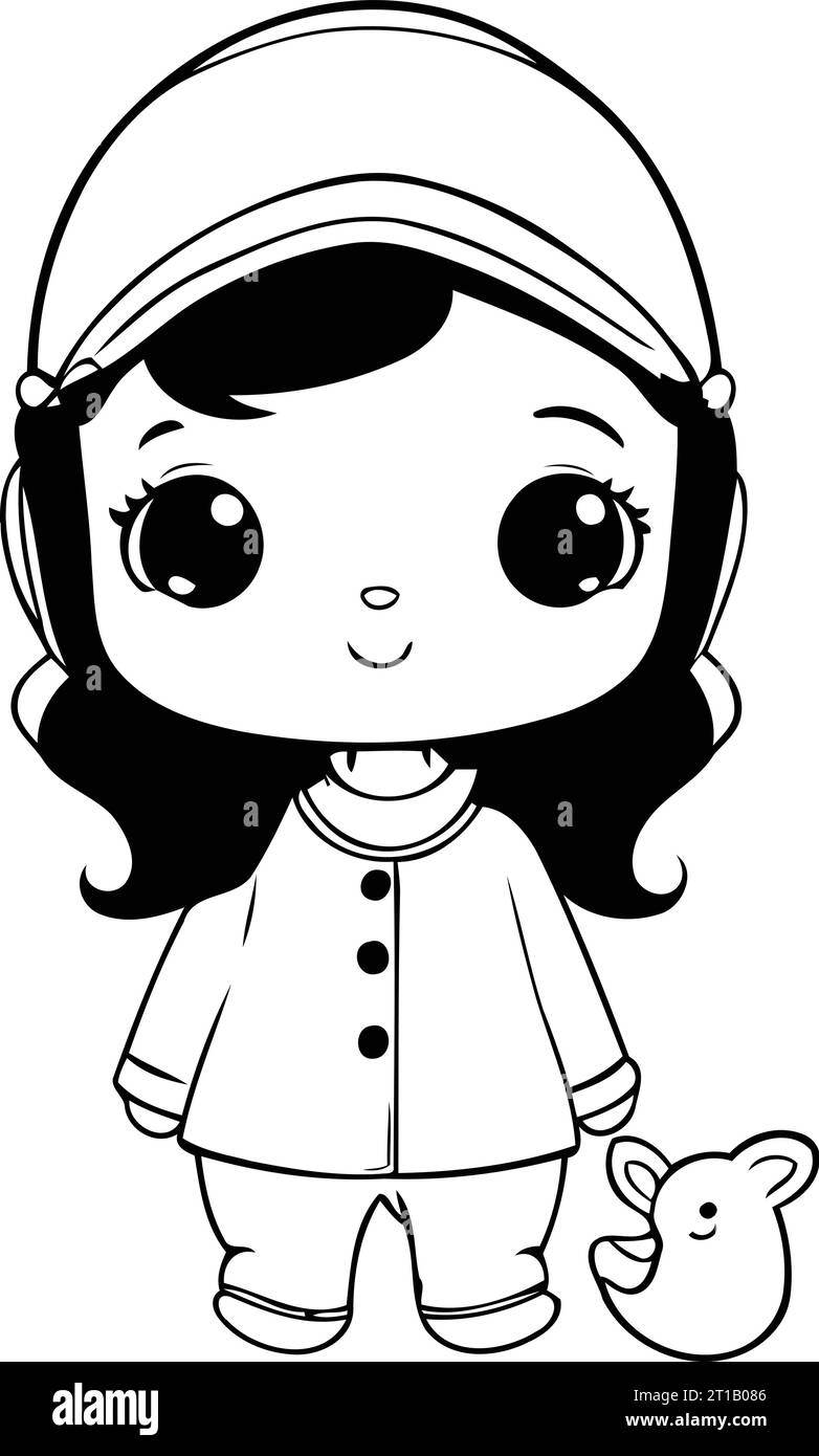 Black and White Cartoon Illustration of Cute Little Bird Character for ...