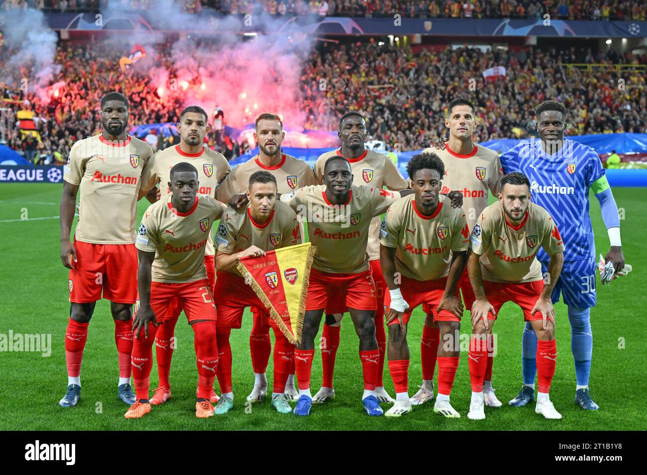 players of RC Lens with Kevin Danso (4) of RC Lens, Facundo Medina (14 ...