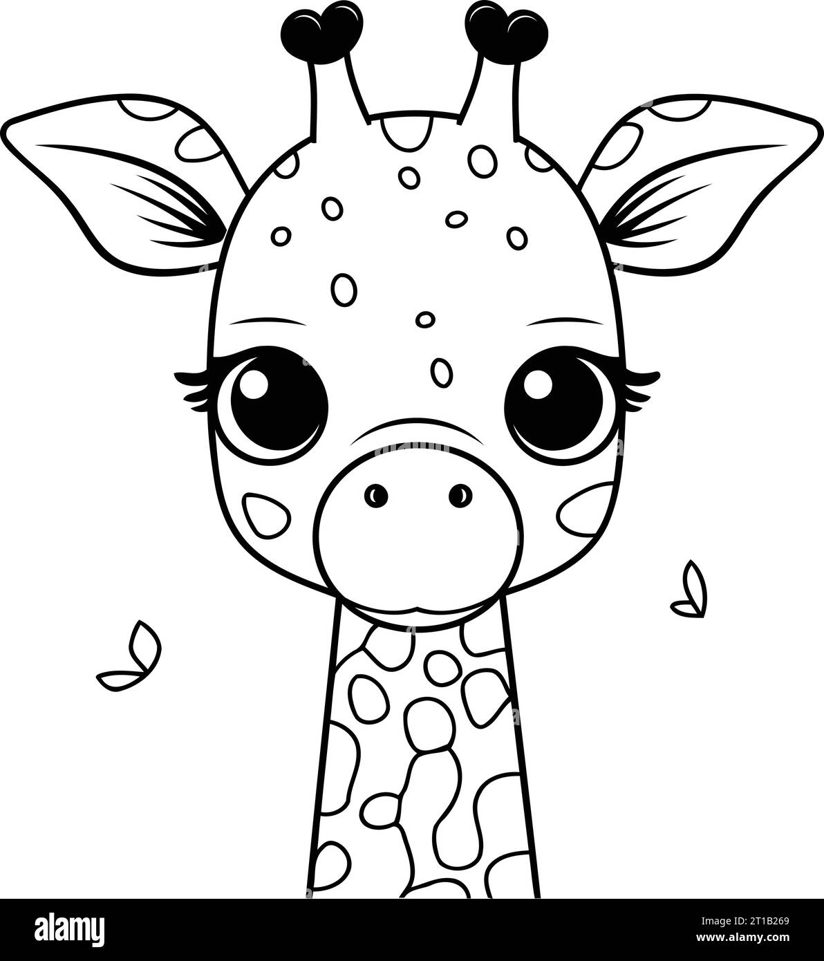 cute giraffe face cartoon vector illustration graphic design in black ...