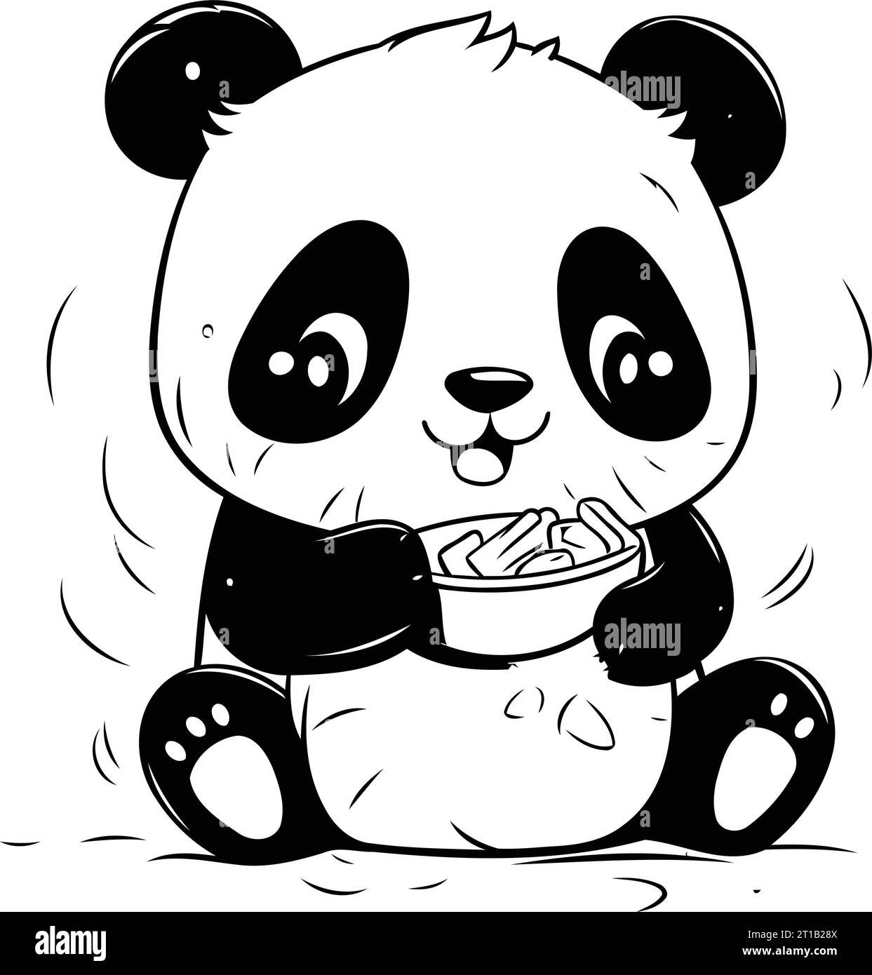 Cute panda bear with a plate of food. Vector illustration Stock Vector ...