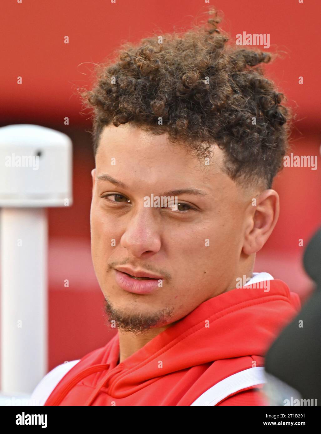 Kansas City Chiefs quarterback Patrick Mahomes (15) looks on before an ...
