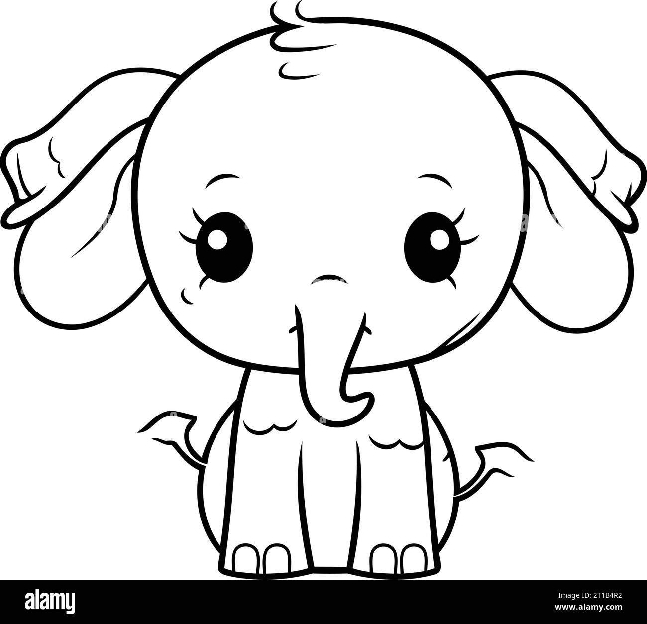 Coloring Page Outline Of Cute Cartoon Elephant Vector Illustration ...